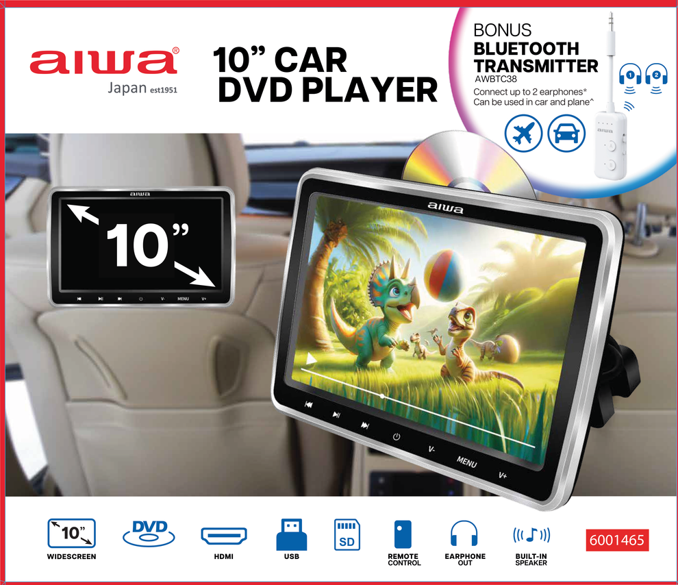 AIWA 10" Car DVD Player | Portable In-Car Entertainment System with Bl ...