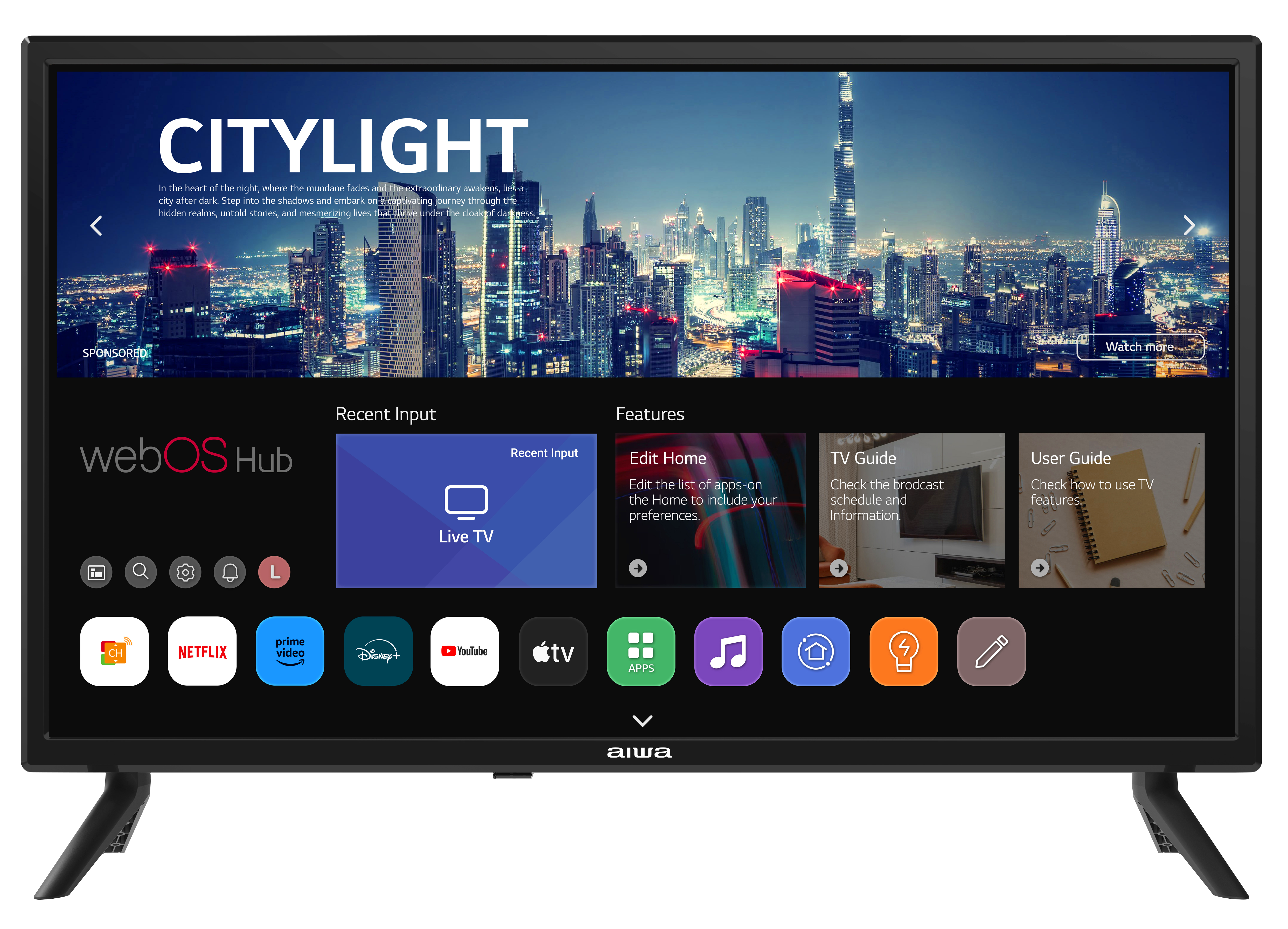 AIWA 24” Smart TV with webOS Hub, 12V Caravan Support, and Built-in St ...