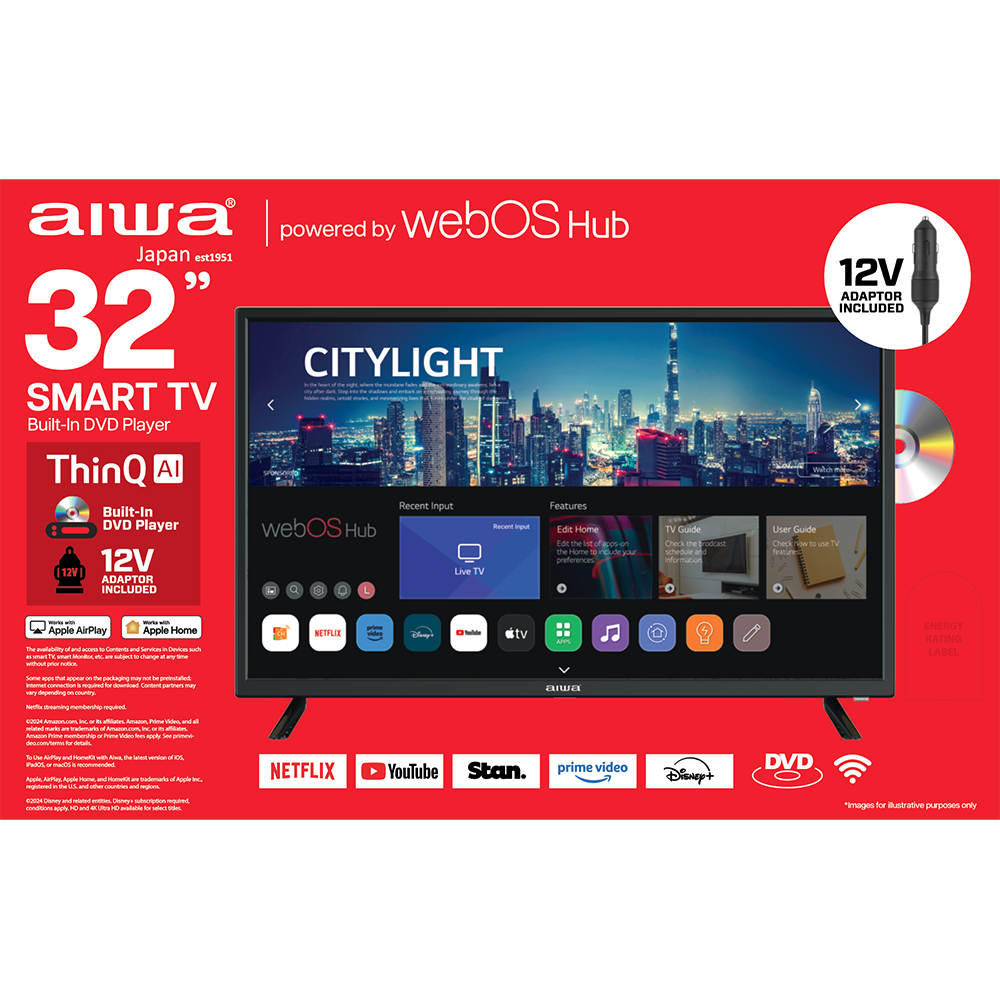AIWA 31.5" HD LED WebOS TV with DVD Player AWS320DVD – Aiwa.com.au