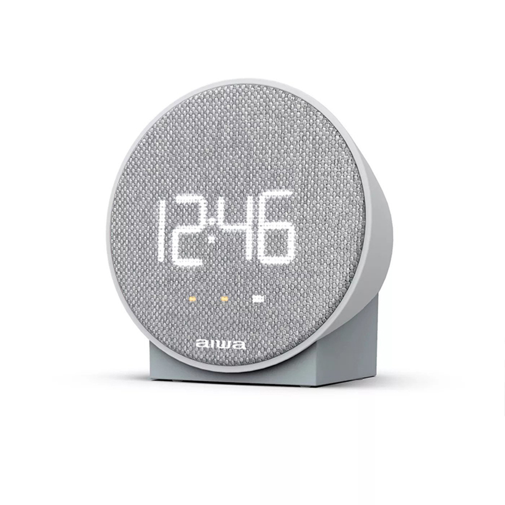 AIWA Round Digital Alarm Clock with USB Charger Grey – Aiwa.com.au